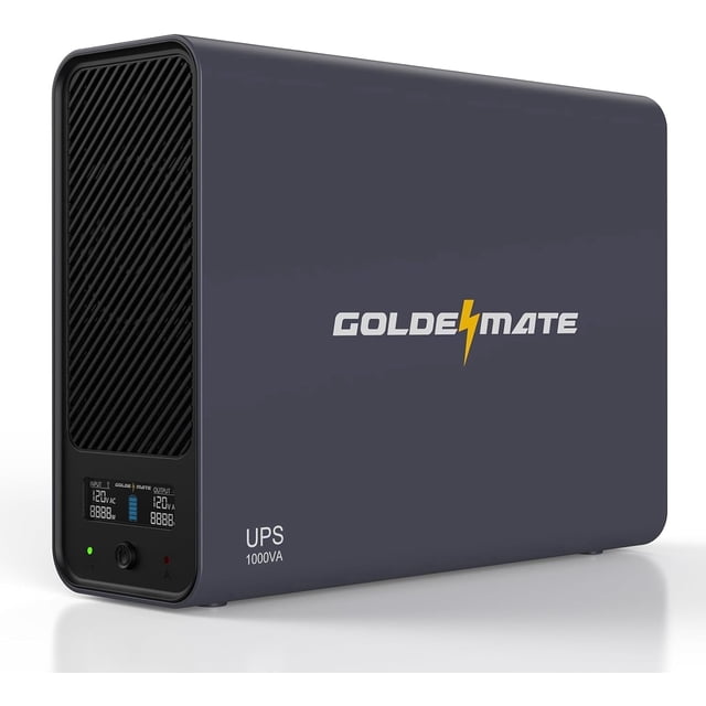 GOLDENMATE 1000VA / 600W Lithium UPS Battery Backup & Surge Protector ...
