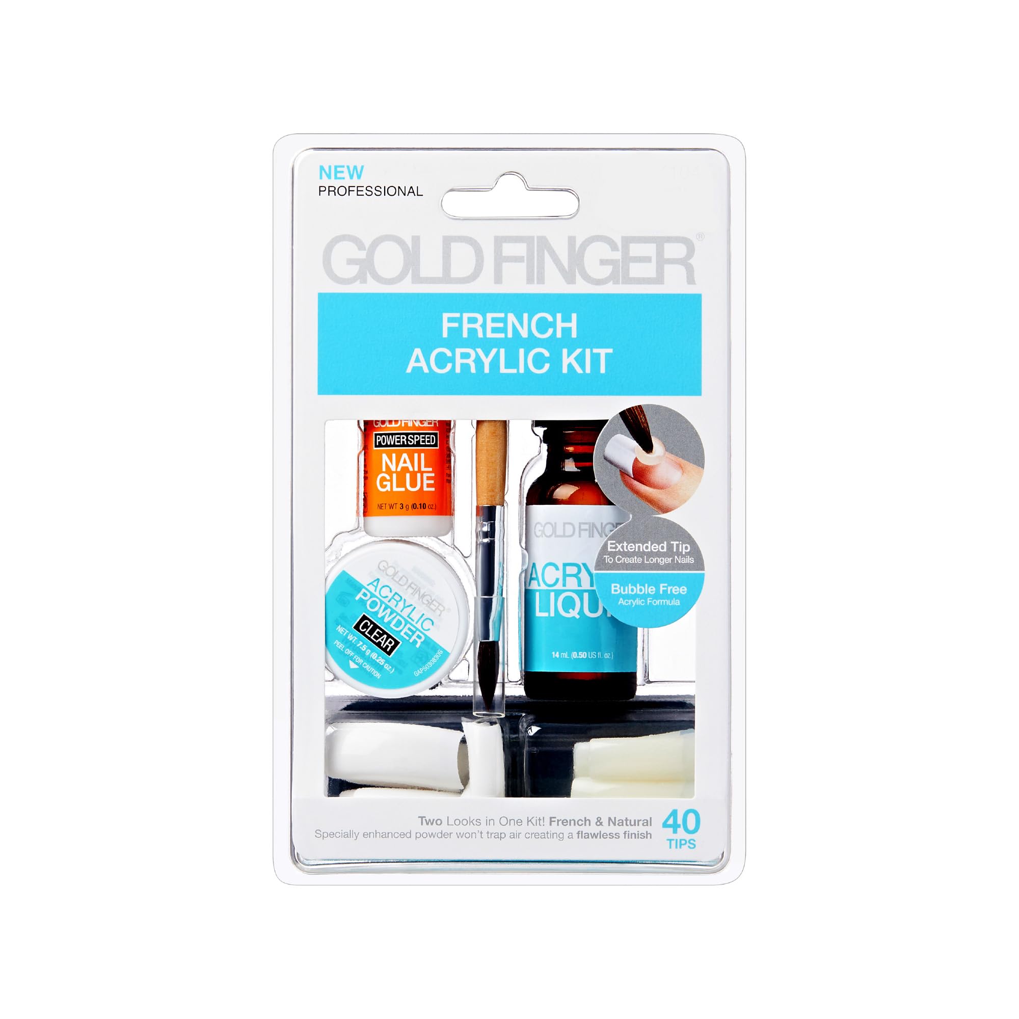 GOLDFINGER Professional French Acrylic HMF23 Kit, Full Nail Extension ...
