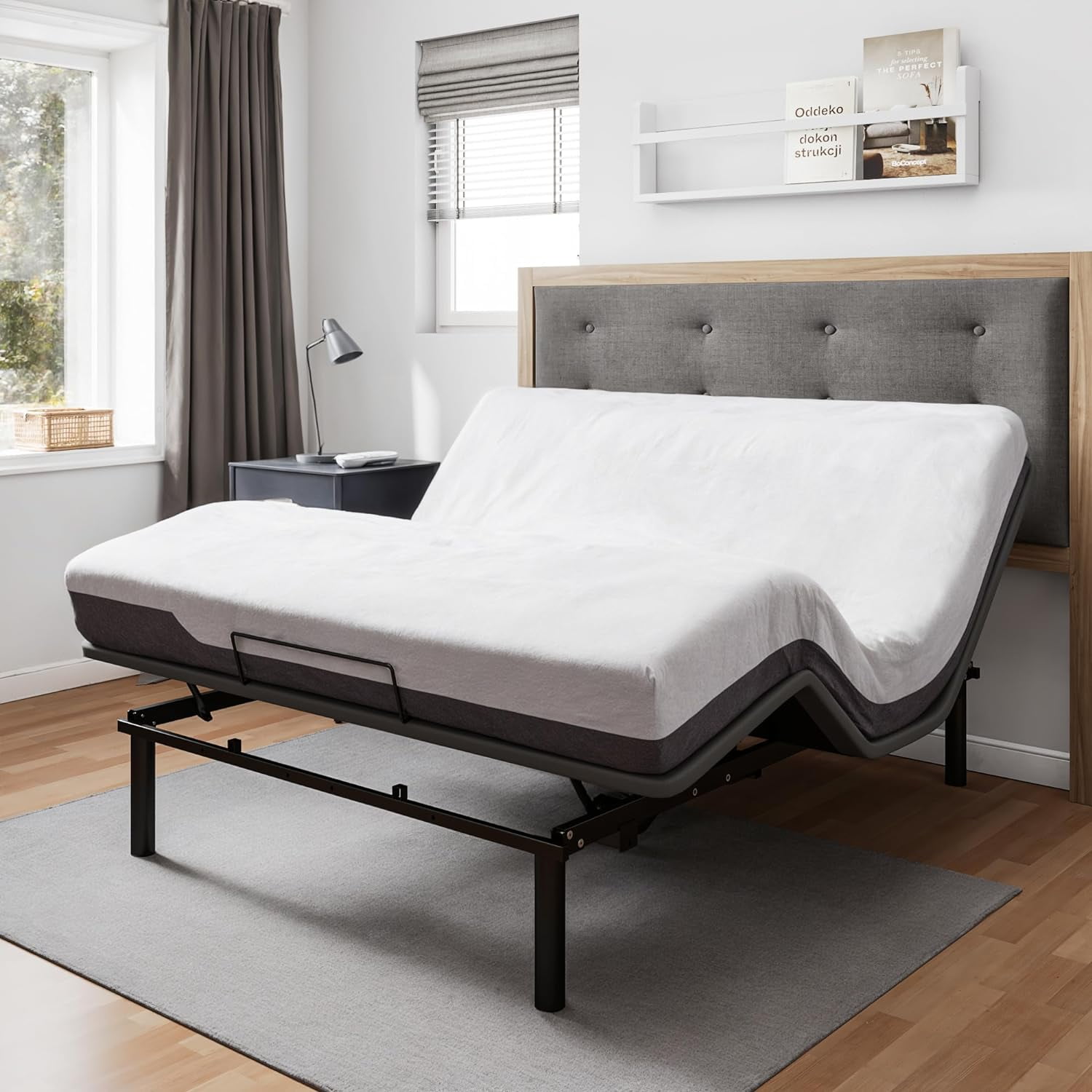 GOLDORO Ergonomic King Size Adjustable Bed Base with Adjustable Legs ...