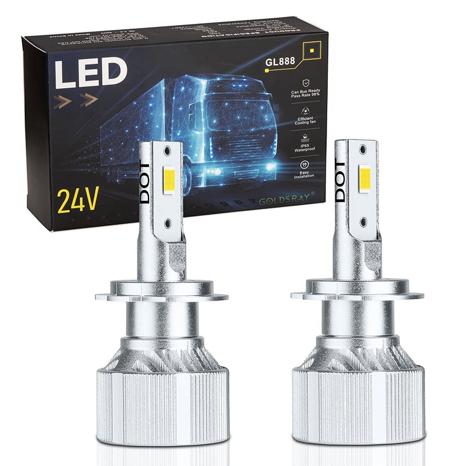 GOLDSRAY 24V Heavy Duty Truck H4 LED Headlight Bulb DOT Compliant 70W ...