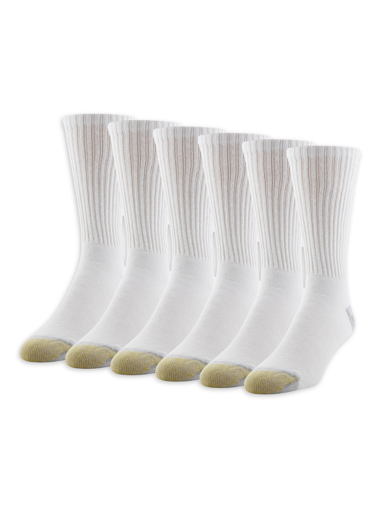 GOLDTOE Men's Classic Sport Crew Socks 6-Pack Moisture Wicking Recycled ...
