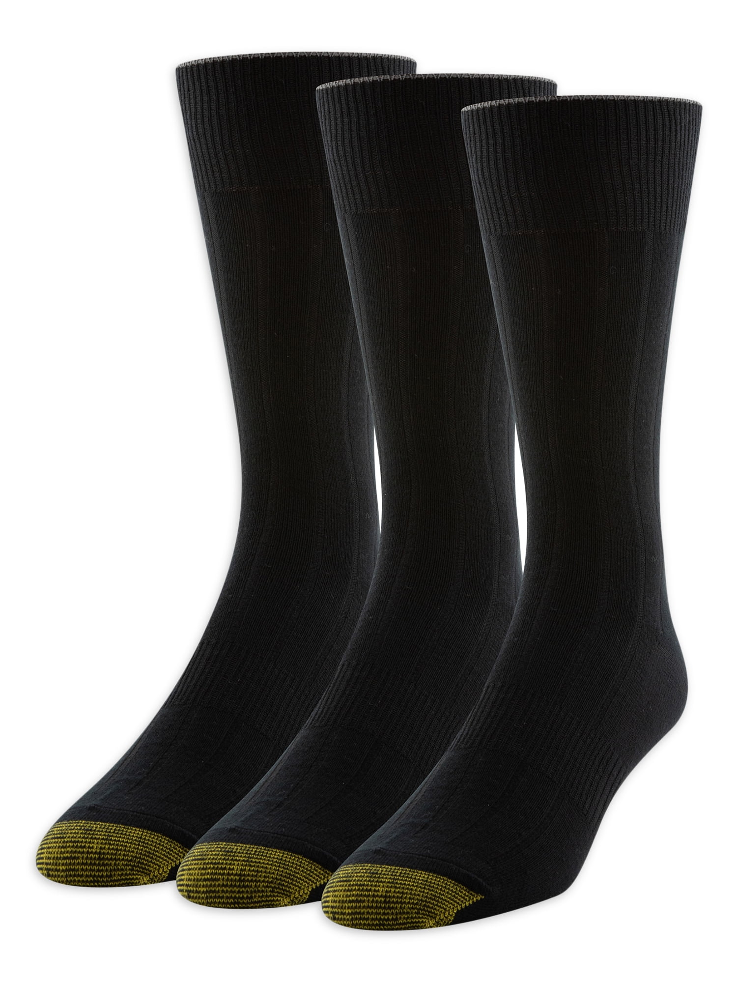 GOLDTOE Edition Mens Dress Rib Crew Socks 3-Pack with Reinforced Gold ...