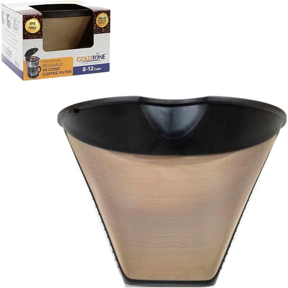 Braun Goldtone Permanent #4 Cone Style Coffee Filter Replacement for 8 ...