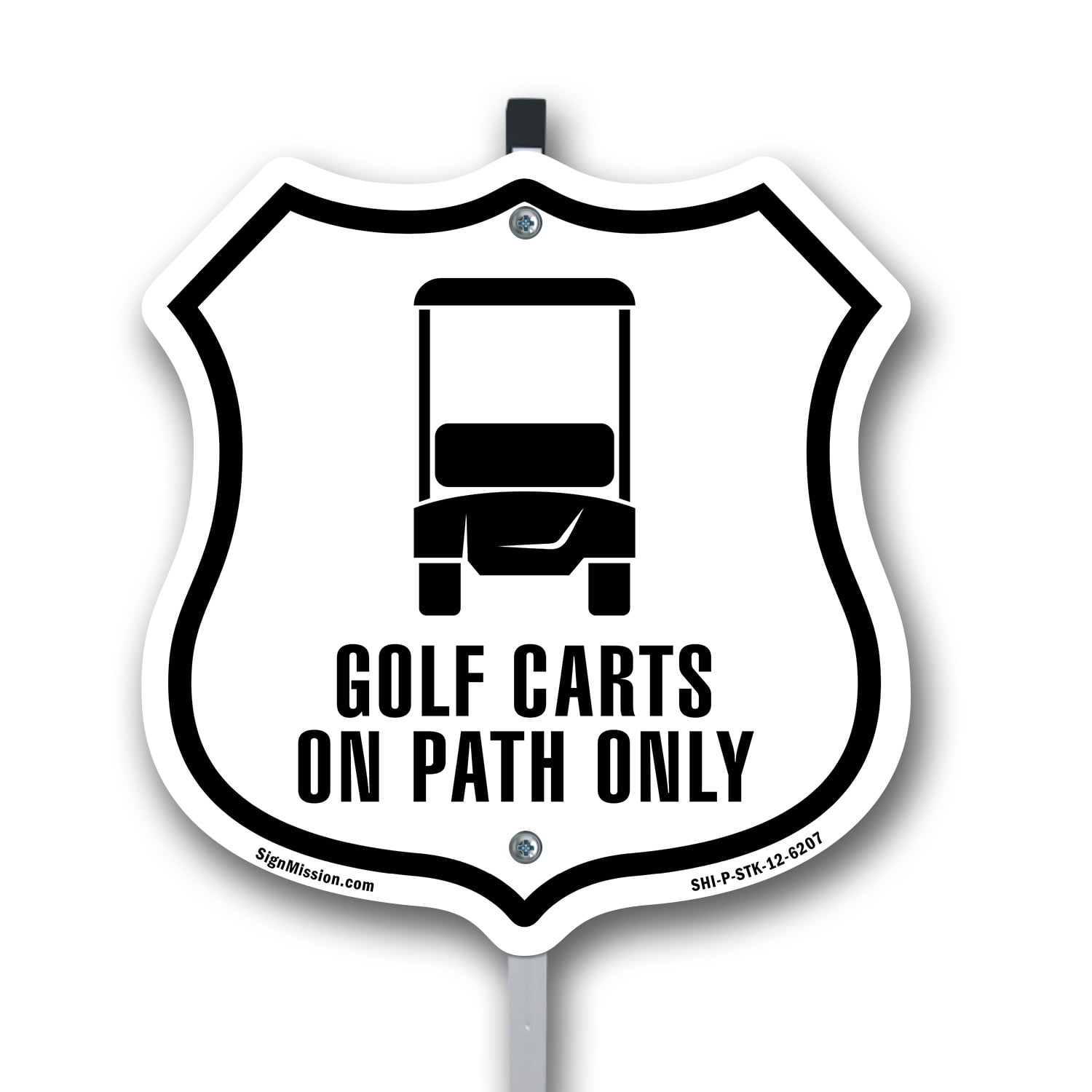 GOLF CARTS ON PATH ONLY 12 inch X 12 inch Shield Shaped Commercial ...