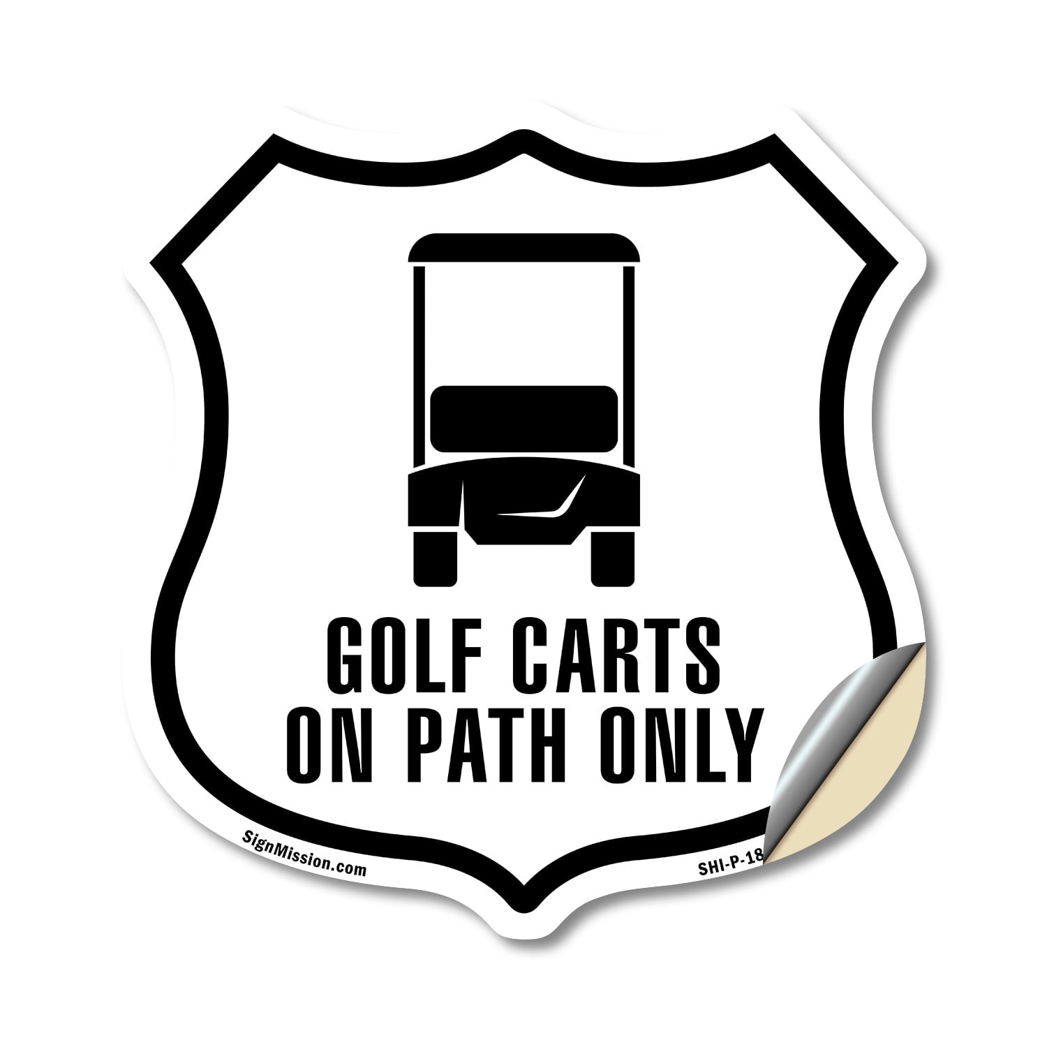 GOLF CARTS ON PATH ONLY (2 Pack) 12 inch X 12 inch Shield Shaped Heavy ...