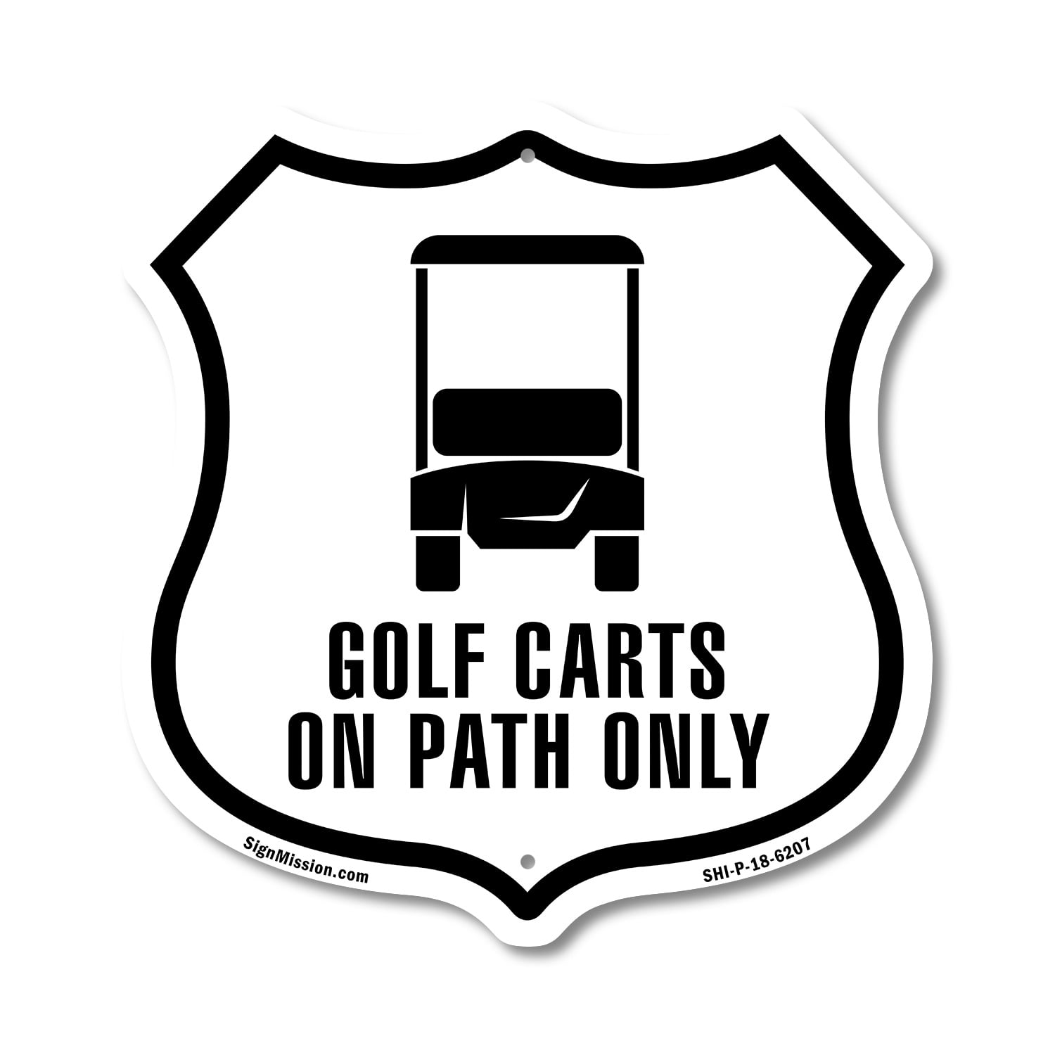 GOLF CARTS ON PATH ONLY (2 Pack) 12 inch X 12 inch Shield-Shaped Rust ...