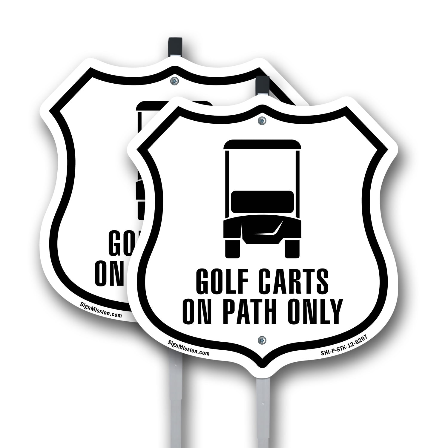 GOLF CARTS ON PATH ONLY (2 Pack) 12 inch X 12 inch Shield Shaped Rust ...