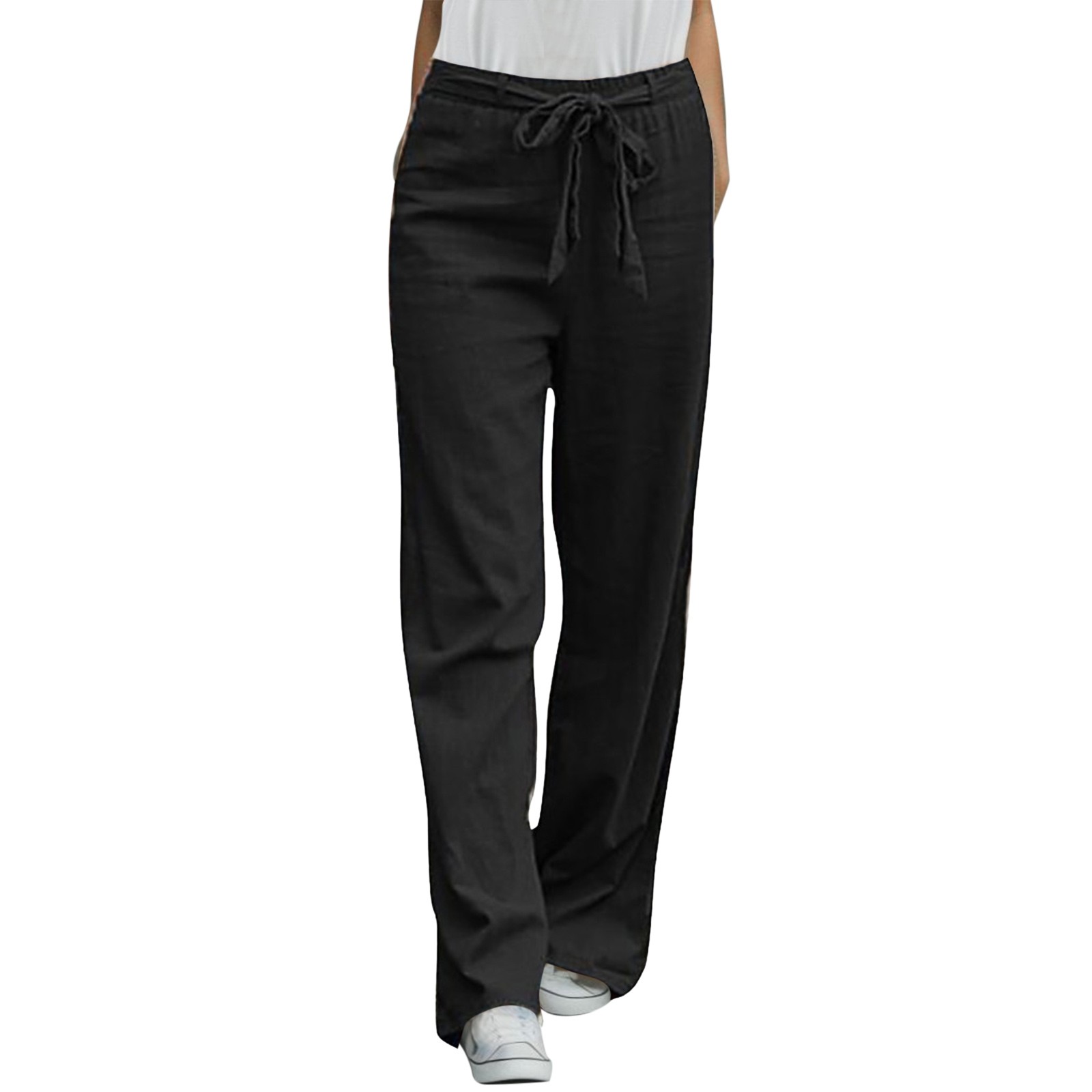 ZANZEA Womens Trousers Elastic Waist Casual Long Drawstring Pants ...