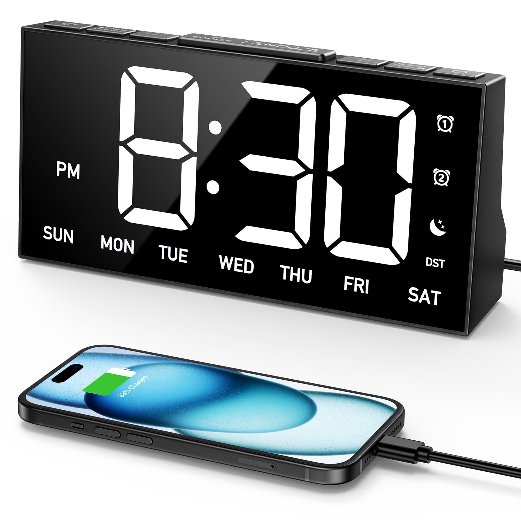 GOLOZA Digital Alarm Clocks for Bedrooms, Digital Clock with 4 Level ...
