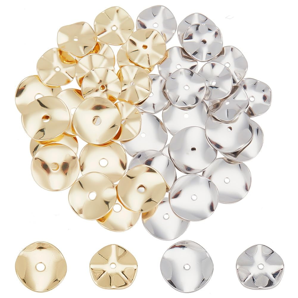 GOMAKERER 40 Pcs 2 EC36 Styles Brass Spacer Beads, Wave Shape Beads ...