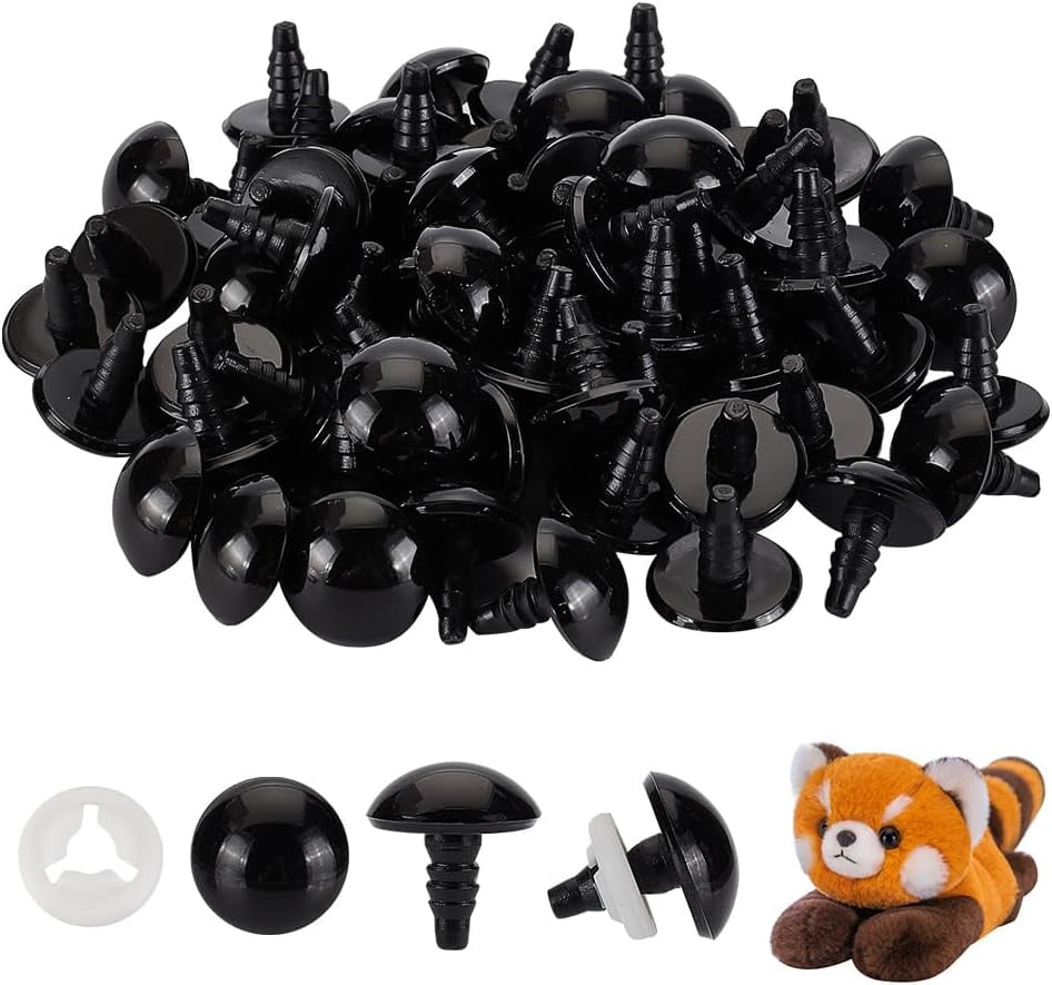 GOMAKERER 64 Pcs Half Round Craft Eyes 20mm/0.79 inch Black Safety Eyes ...