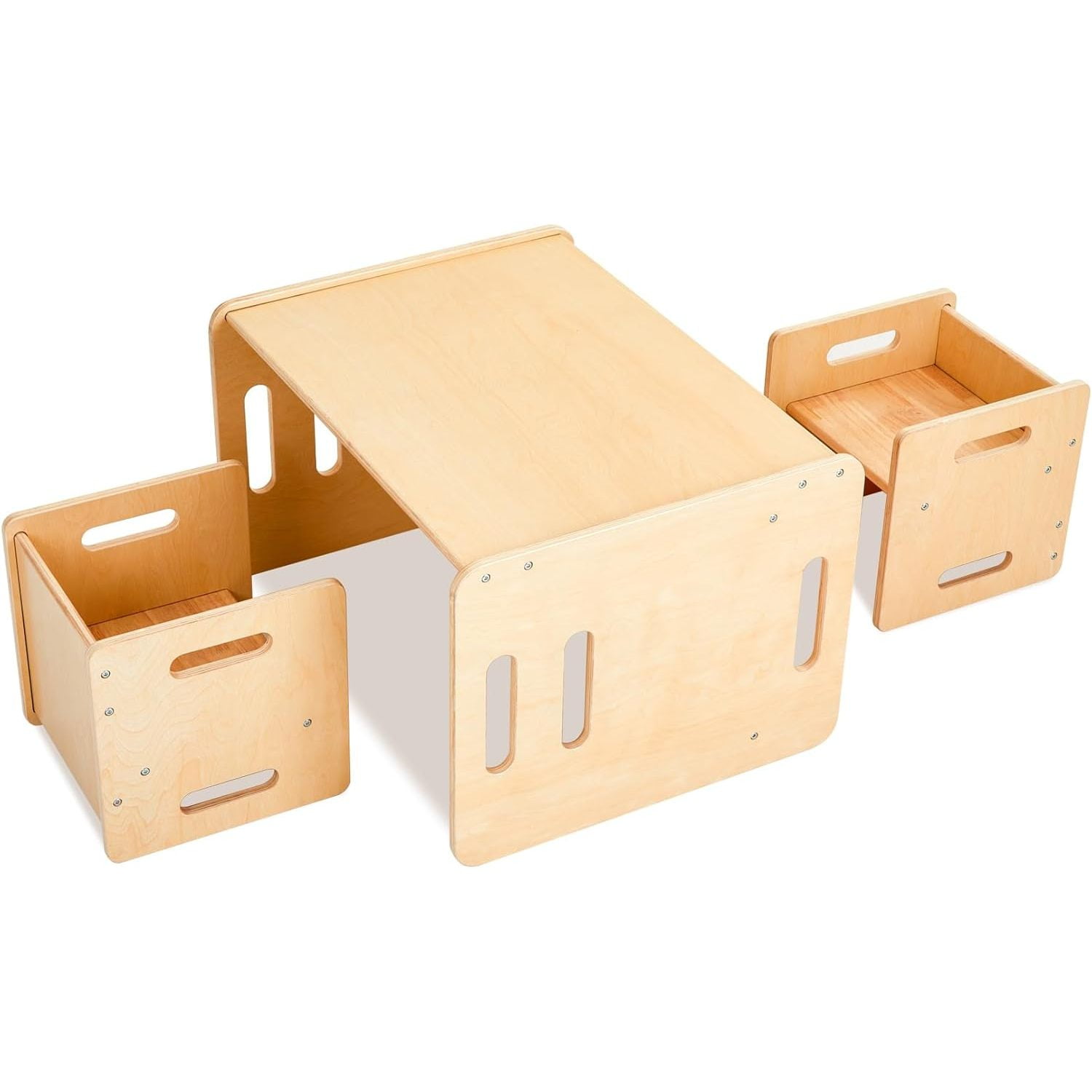 GOME 3 in 1 Wooden Toddler Table and Chair Set, Multi-purpose Kids ...