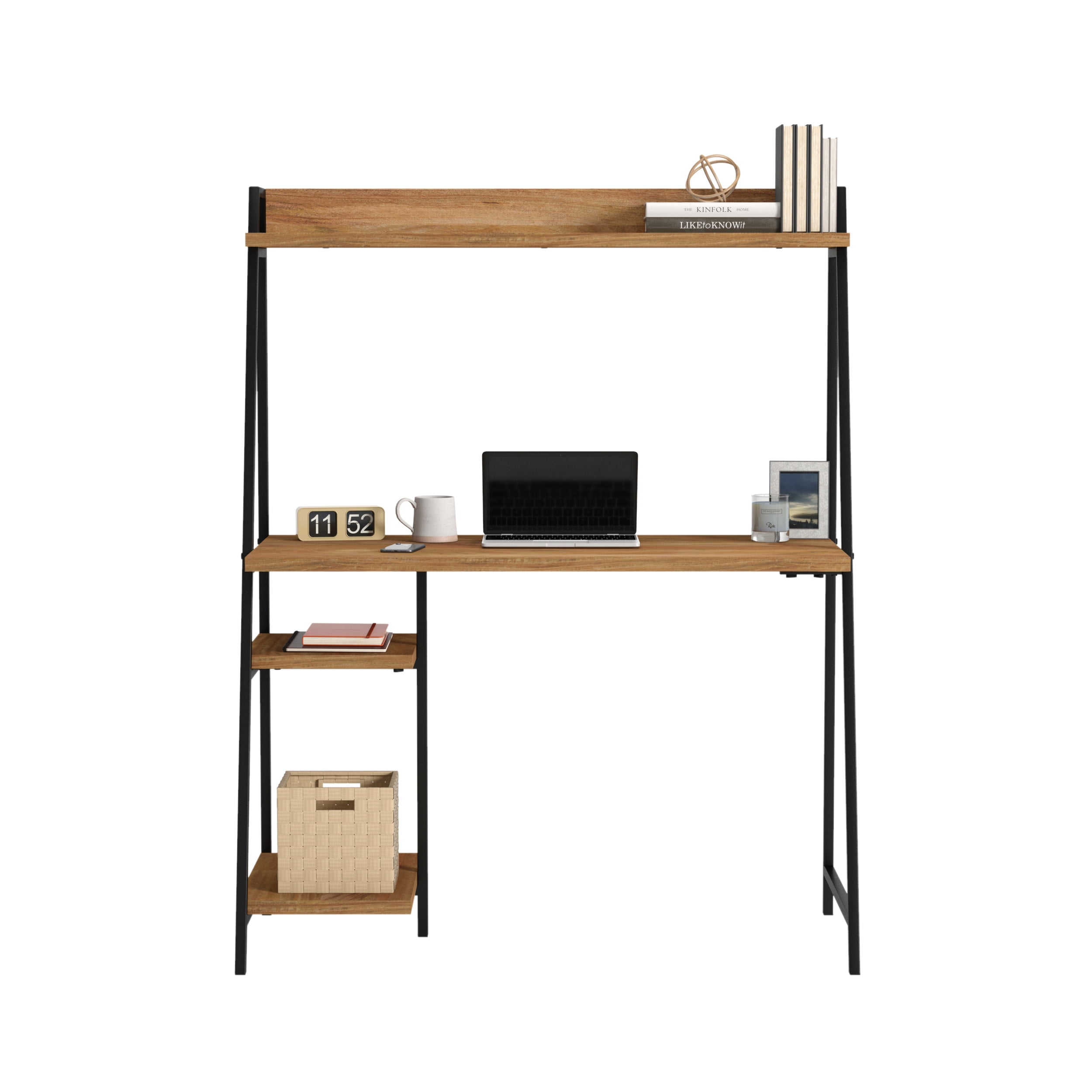 GOMYHOME 41" Ladder Desk with Shelves, Modern A-Frame Computer ...
