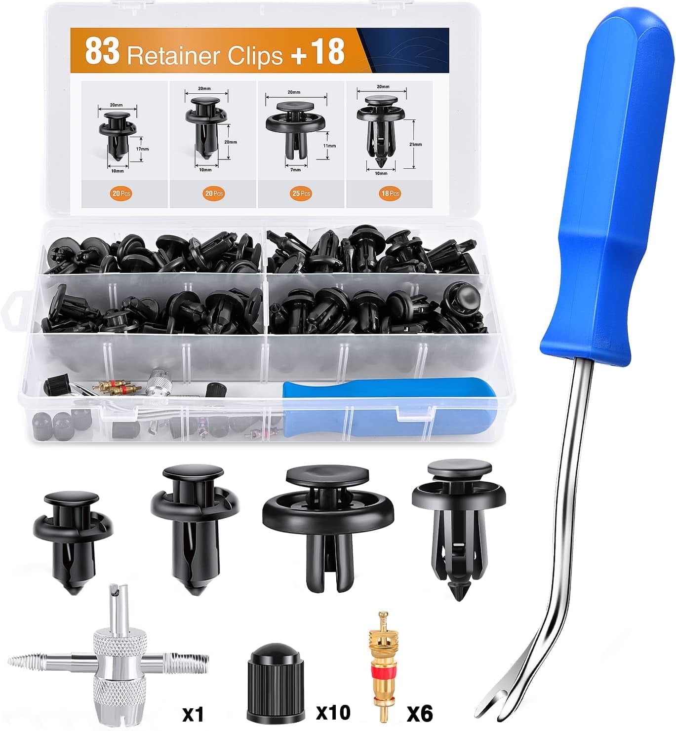 GOOACC 100Pcs Bumper&Splash Shield Retainer Metal Insert Clips ...