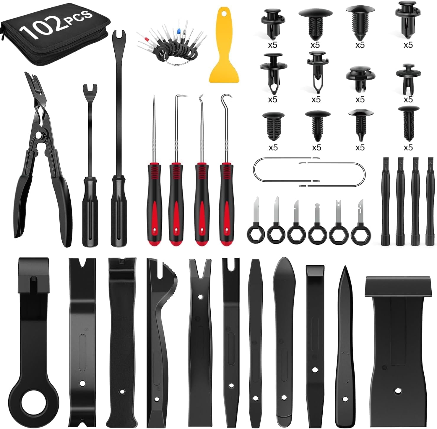GOOACC 102Pcs Trim Removal Tool, Auto Push Pin Nylon Bumper Retainer ...
