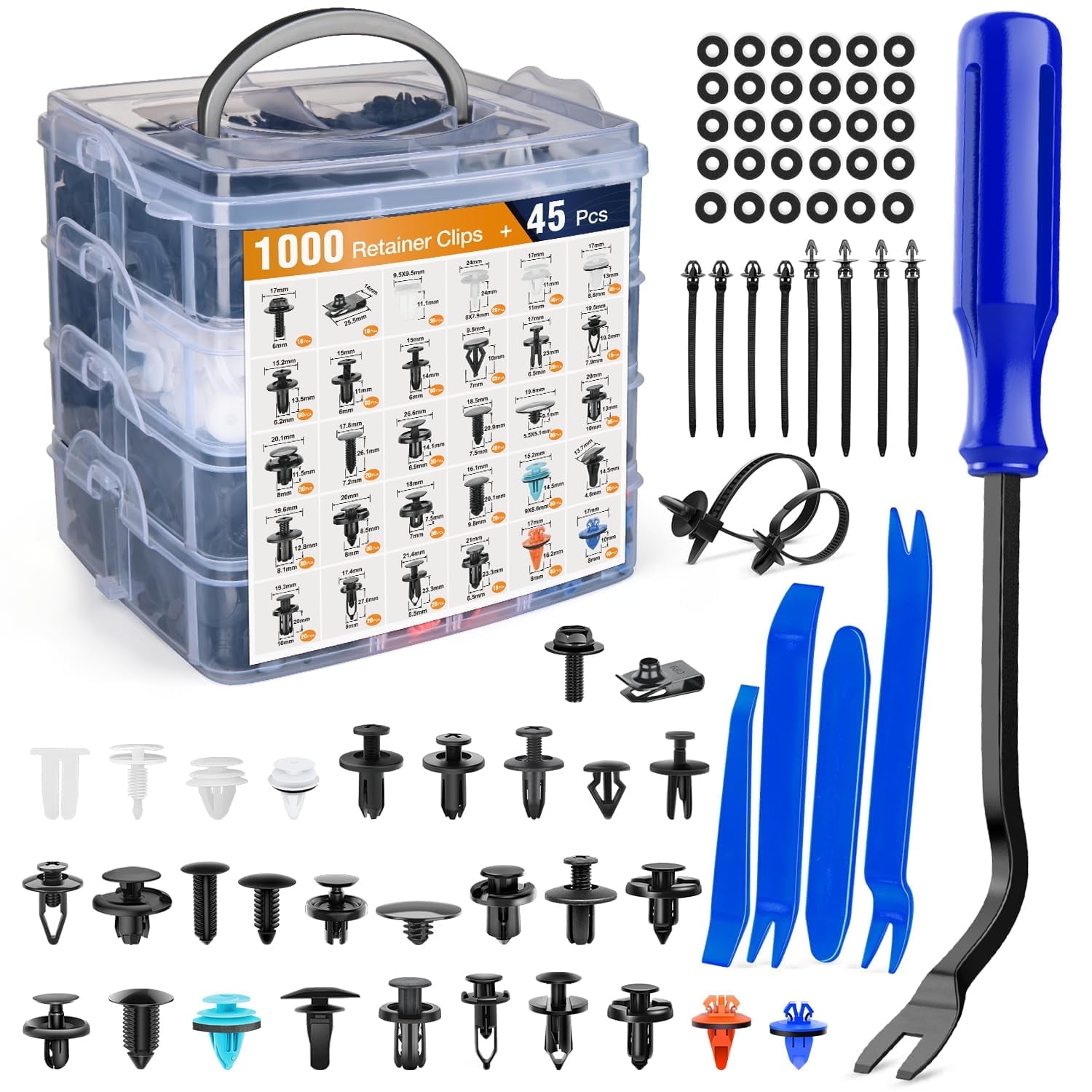 GOOACC 1045Pcs Car Push Retainer Clips Auto Fasteners Assortment 30 Most Popular Sizes Nylon ...