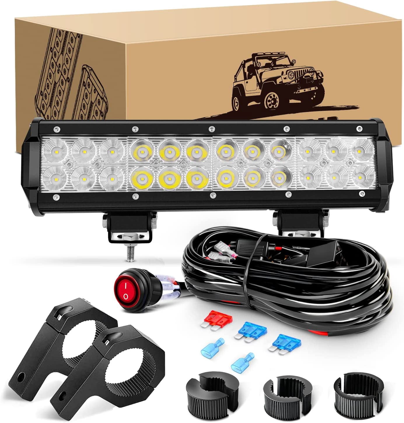 GOOACC 12 inch 72W Led Light Bar Spot Flood Combo Driving Lighting Off ...