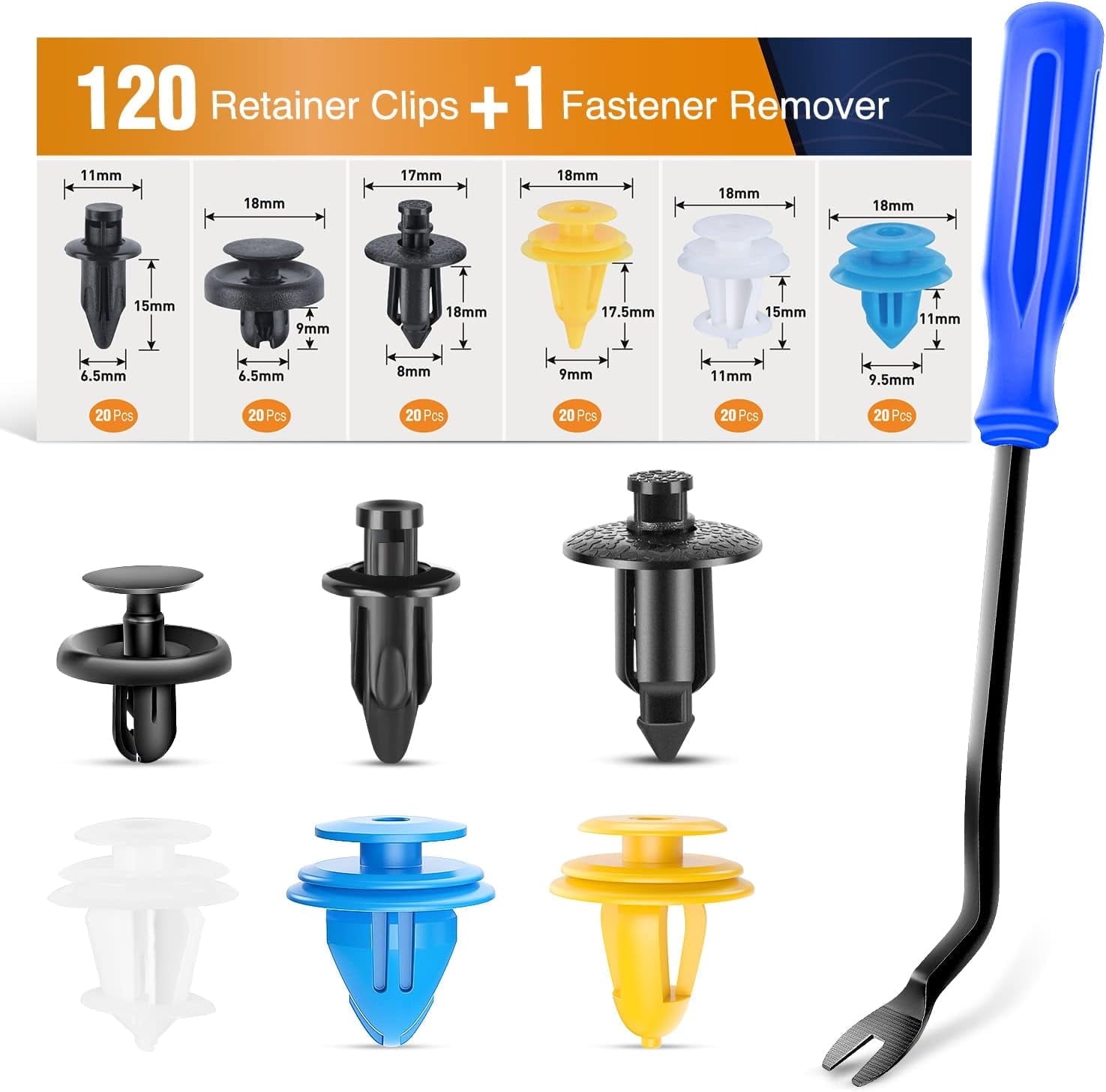 GOOACC 120Pcs Car Bumper Retainer Clips & Fasteners Rivet Kit 6.5mm 8mm ...