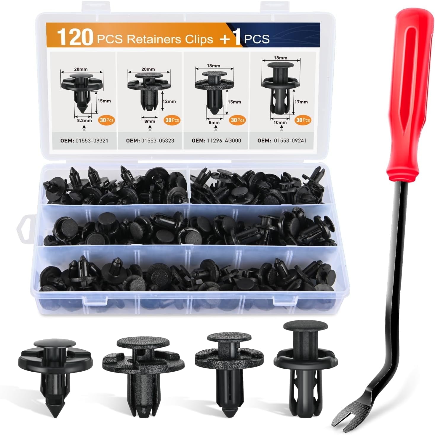 GOOACC 121Pcs Push Type Retainer Fender Liner Clips with Plastic ...