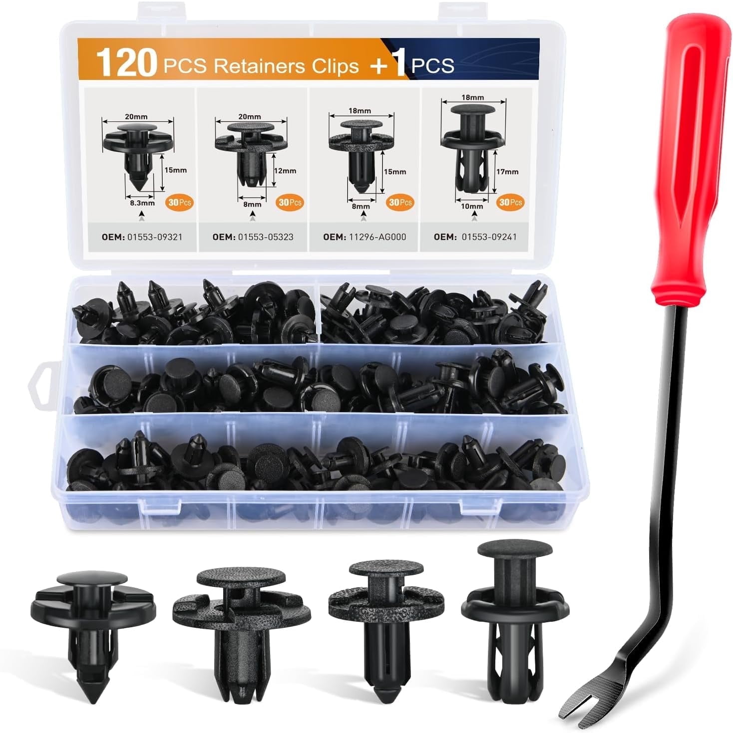 GOOACC 121Pcs Push Type Retainer Fender Liner Clips with Plastic ...