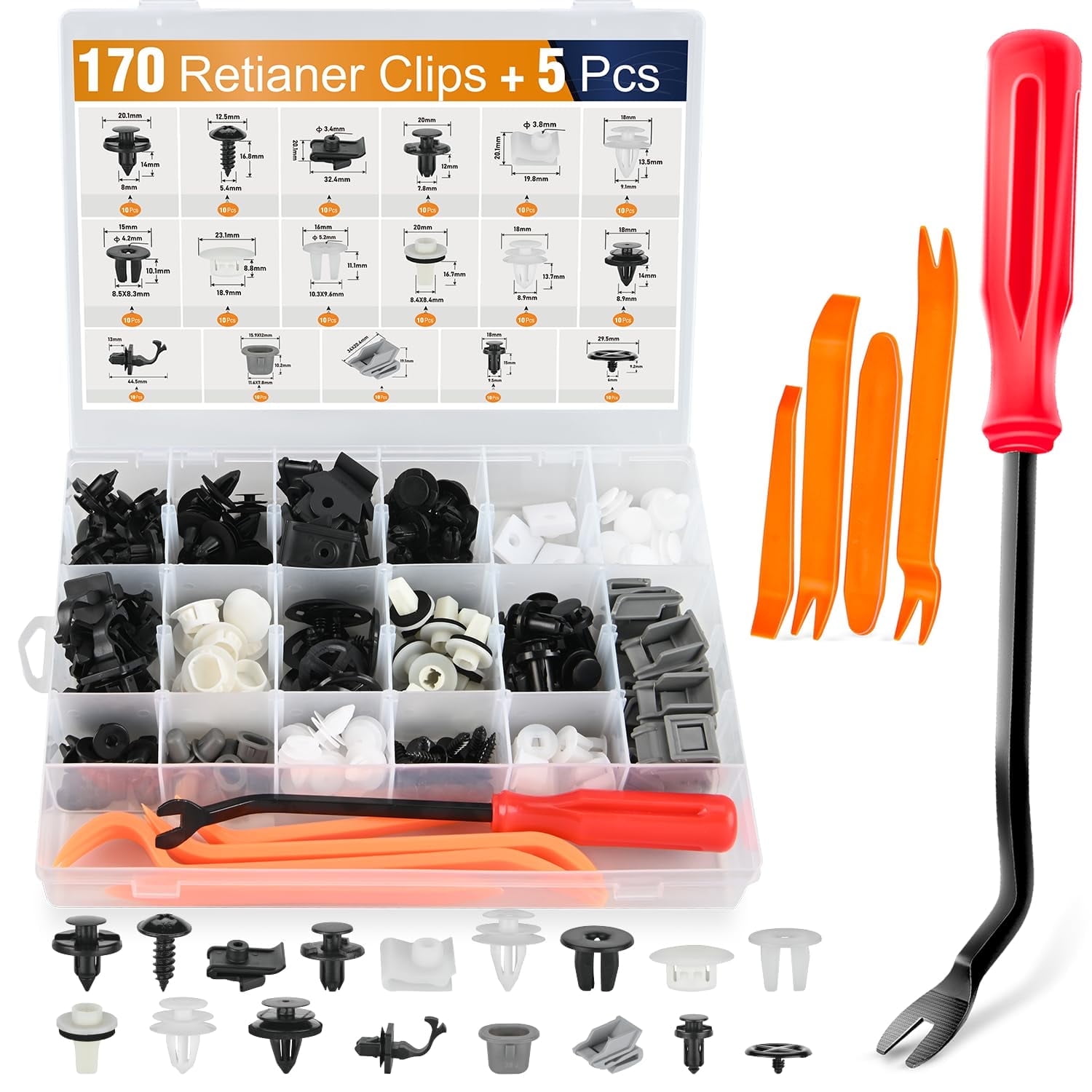 GOOACC 175Pcs Cowl Bumper Fender Liner Push-Type Retainer 17 Sizes ...