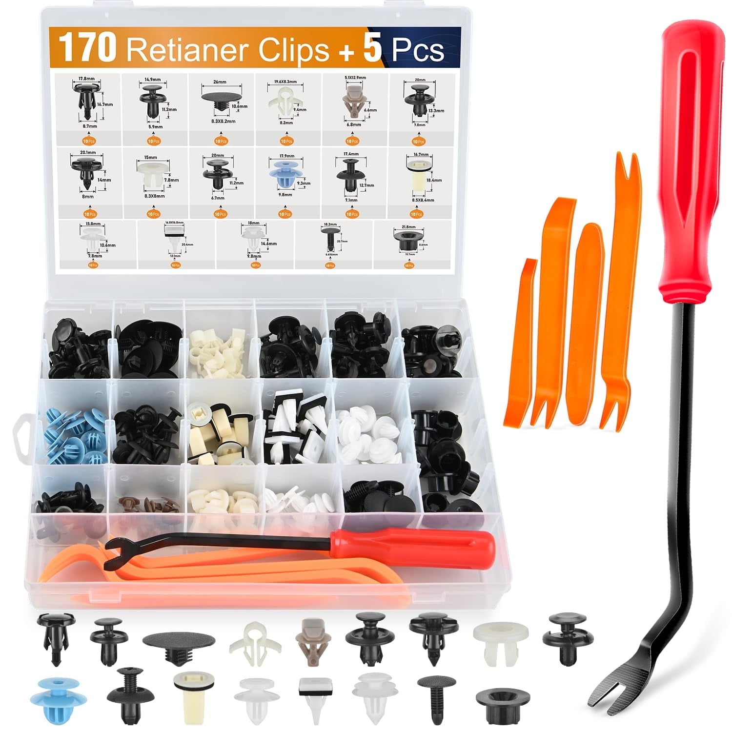 GOOACC 175Pcs Fender Bumper Push-Type Retainer 17 Sizes Hood Insulation ...