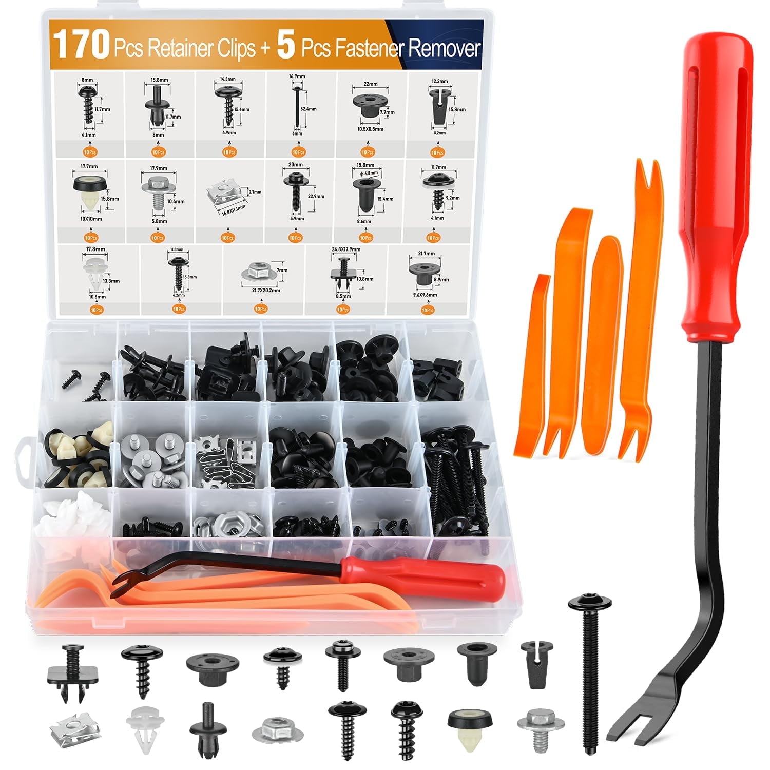 GOOACC 175Pcs Fender Liner Nylon Nuts Screw Grommets with Fastener ...