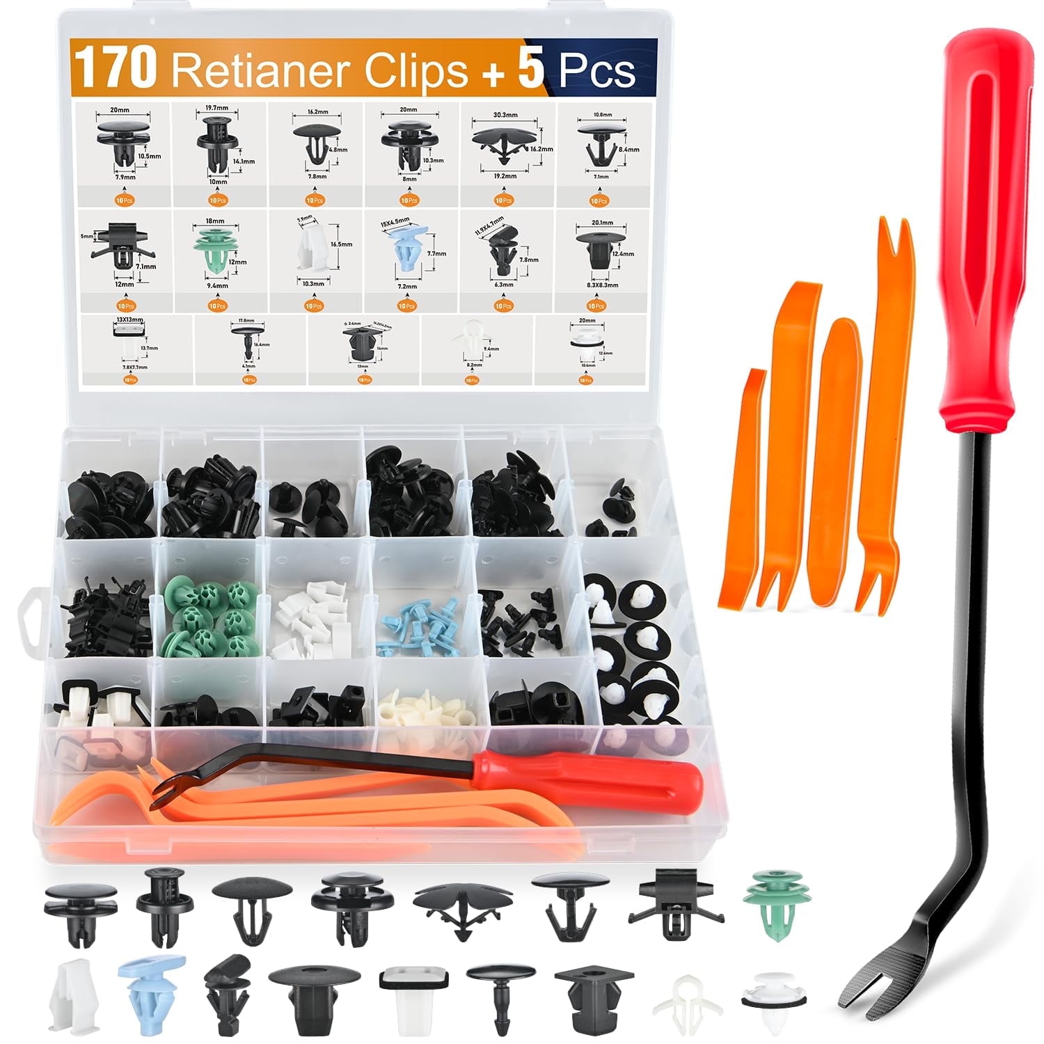 GOOACC 175Pcs Fender Push-Type Retainer 17 Sizes Bumper Wheel Well ...