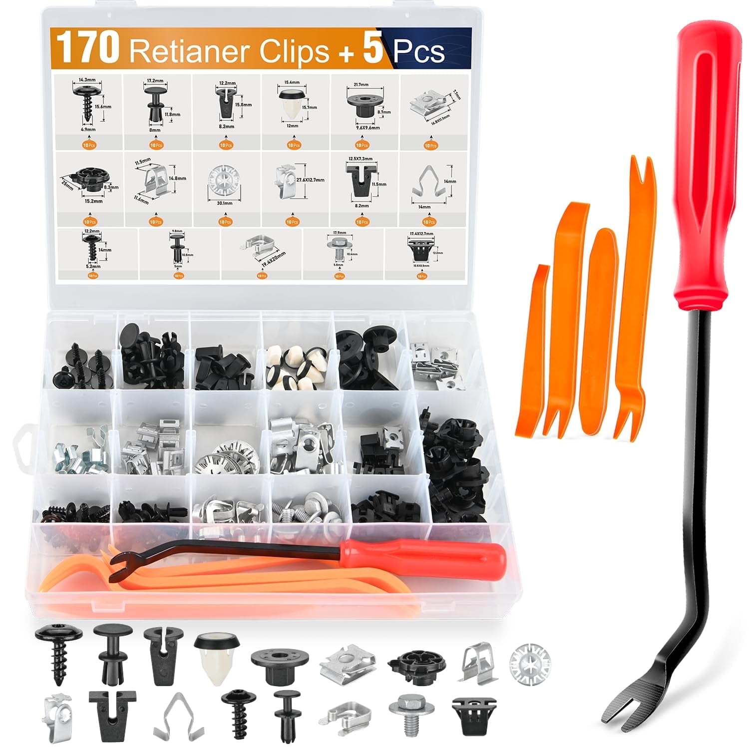 GOOACC 175Pcs Push-Type Retainer Truss Head Tapping Screw 17 Sizes ...