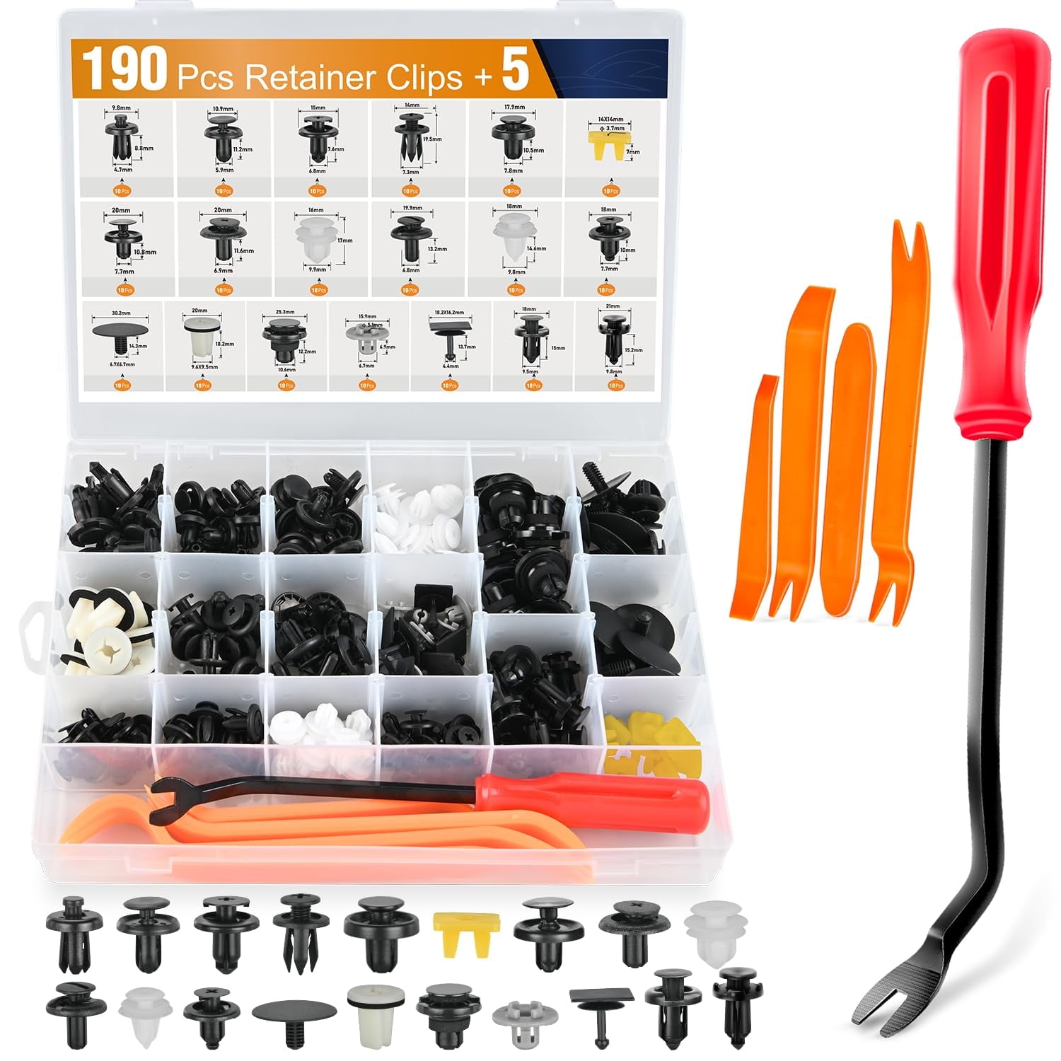 GOOACC 195Pcs Engine Cover Hood Quarter Panel Push-Type Retainer 19 ...