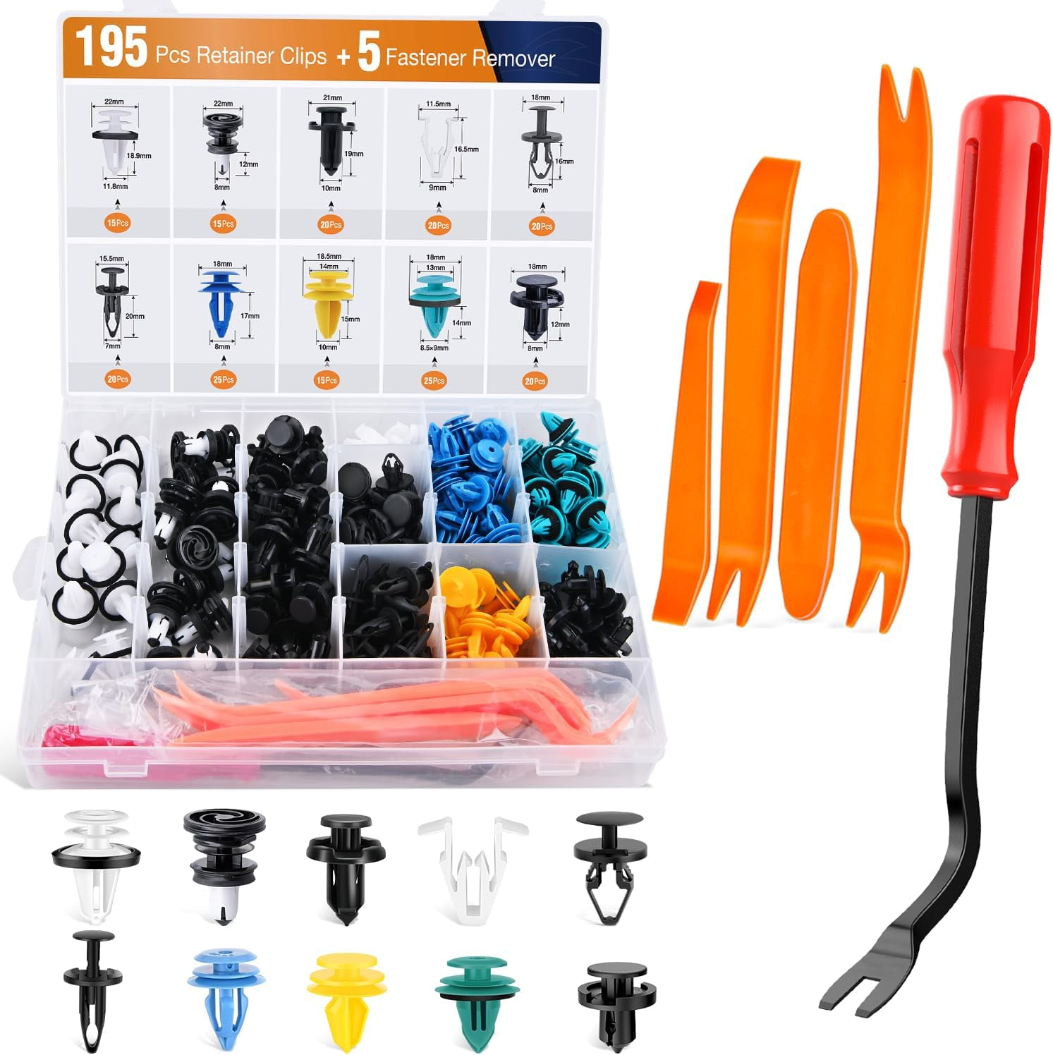 GOOACC 200Pcs Car Plastic Rivets Fasteners Push Retainer Kit 10 Most ...