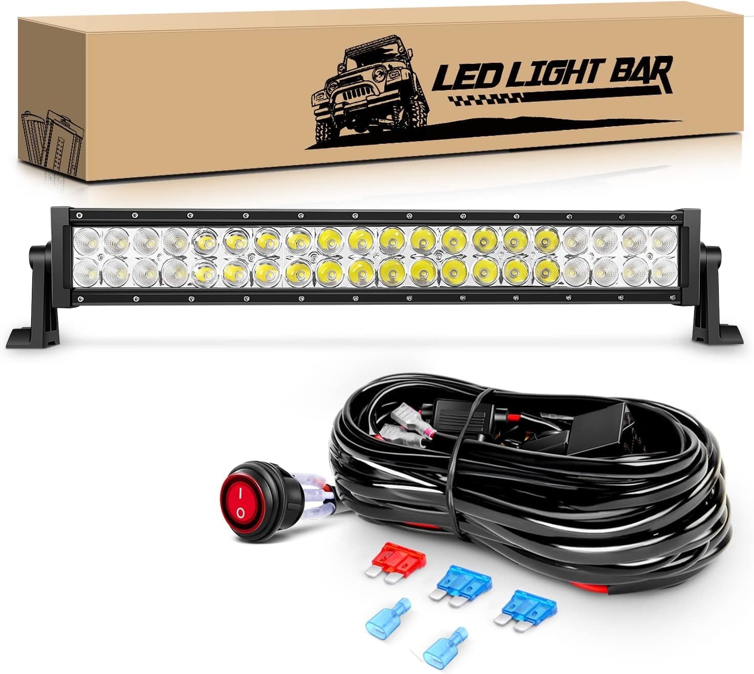 GOOACC 22inch 120W Spot Flood Combo Off-Road Led Light Bar Work Light ...