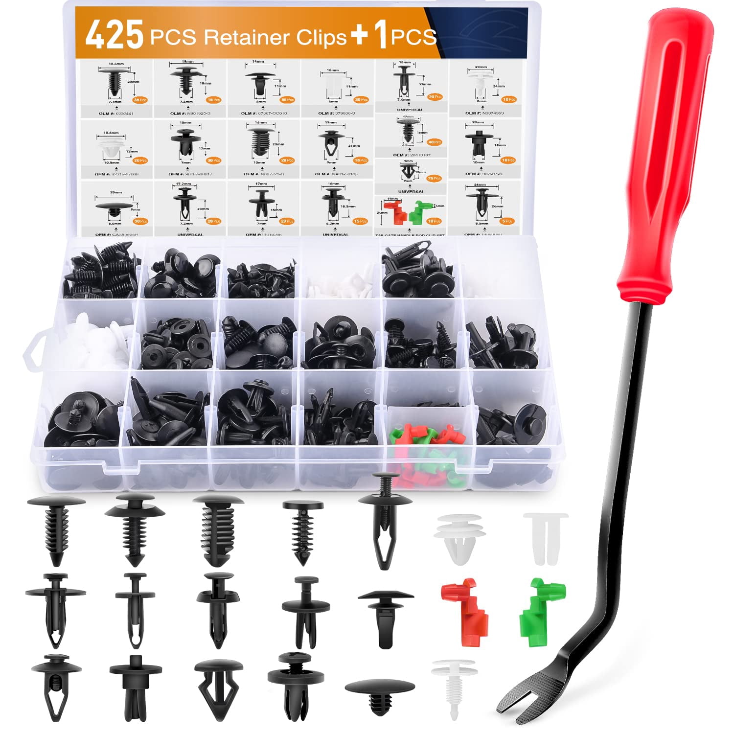 GOOACC 425 Pcs Car RRF12 Body Retainer Clips Set Tailgate Handle Rod ...