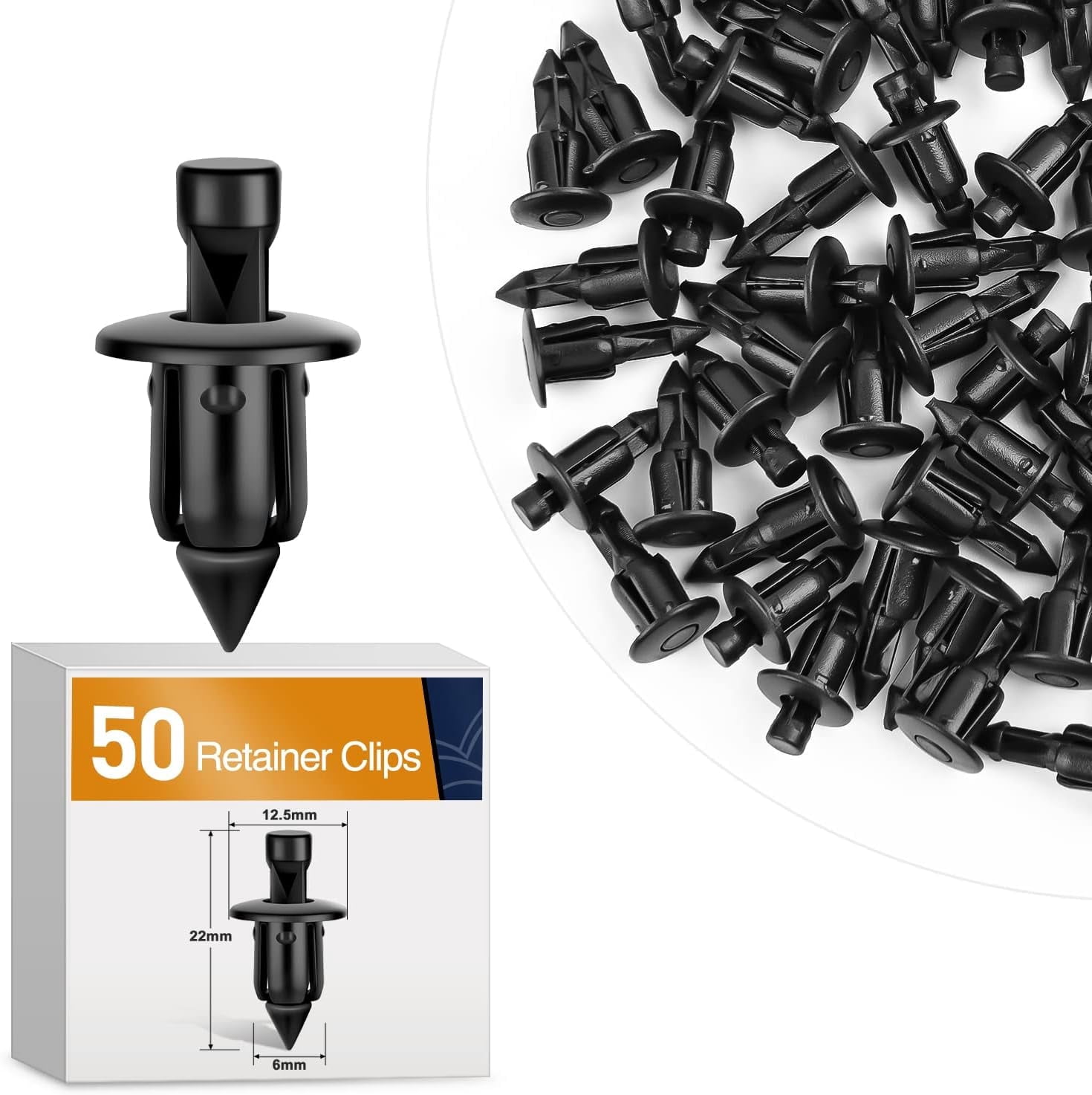 GOOACC 50Pcs M6 Fender Clip Retainer Bumper Nylon Push Rivet Pins Bolt ...