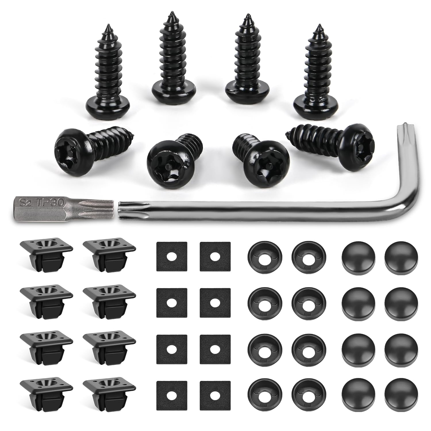 GOOACC 8 Sets Anti-Theft SSF20 Stainless Steel License Screw Kit with Anti-Rust Stainless Steel ...