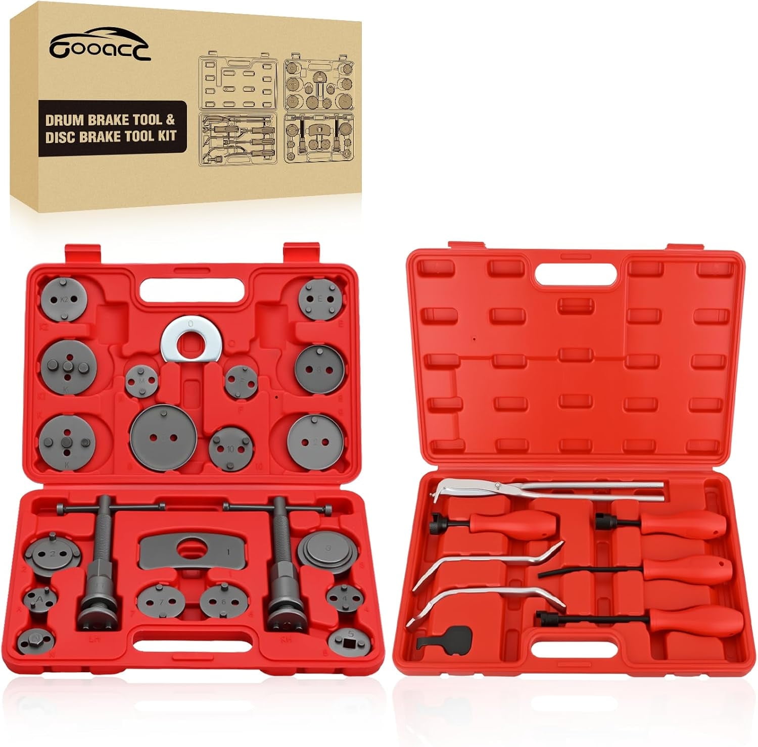 GOOACC 8PCS Drum Brake Tool Kit & 22PCS Disc Brake Caliper Compression ...