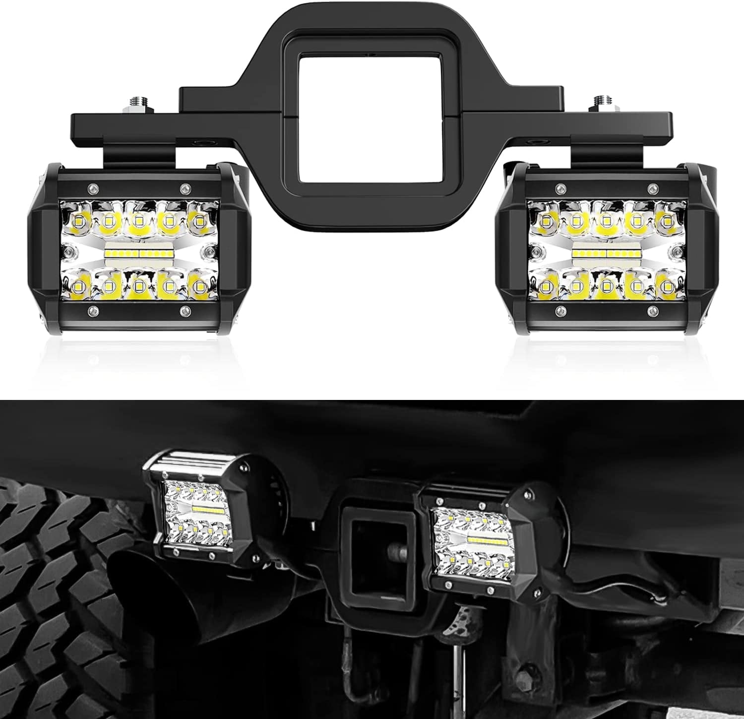 GOOACC Led Work Light Pods, 4inch 60W Led Lights with 2inch Tow Hitch ...