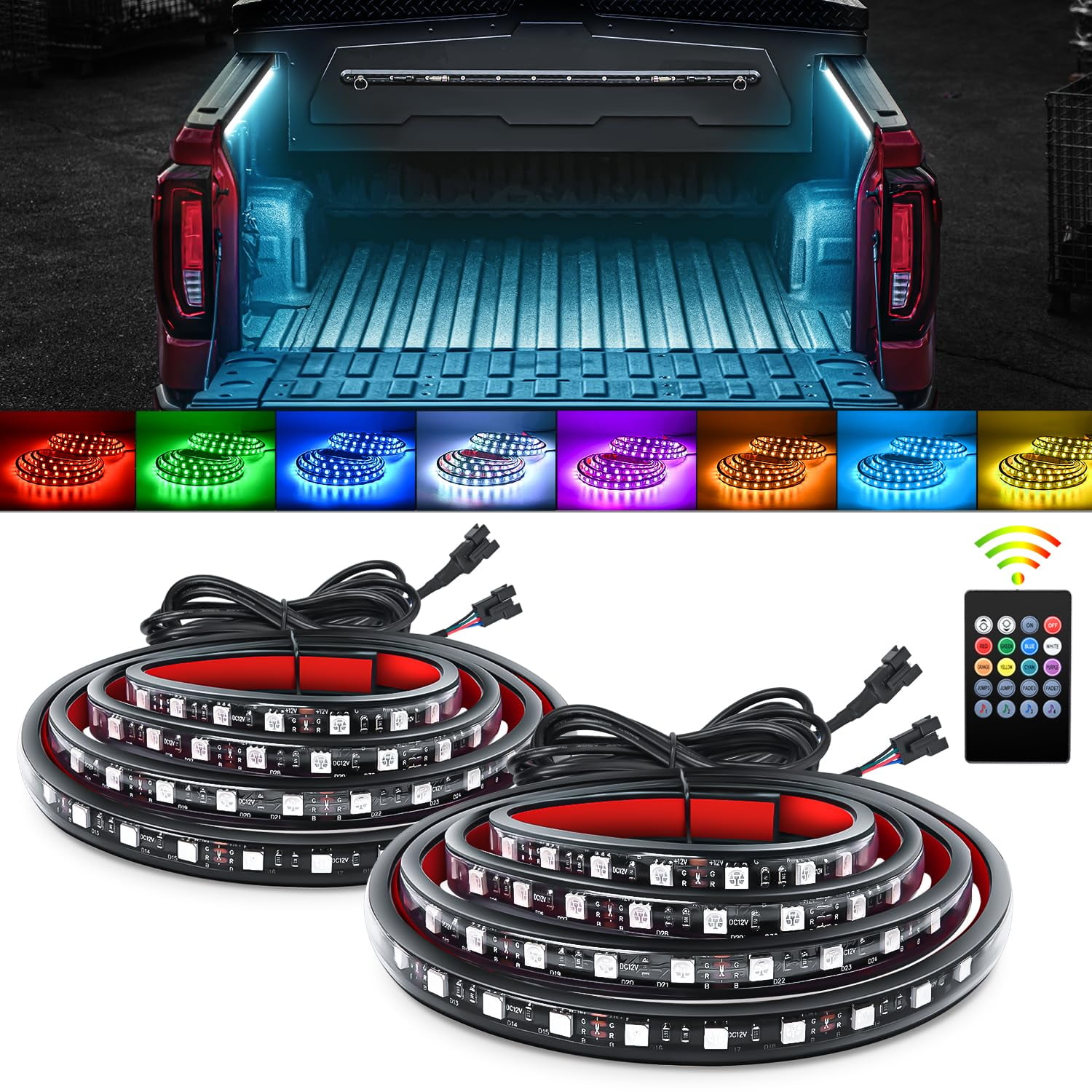 GOOACC RGB Truck Bed Light Strip 2PCS 60" 180 LEDs Neon Accent Lighting ...