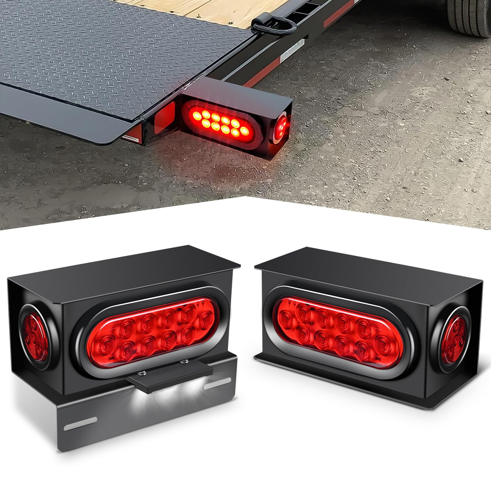 GOOACC Steel Trailer Light Boxes Housing BSL1 Kit 2PCS Red Side Marker ...