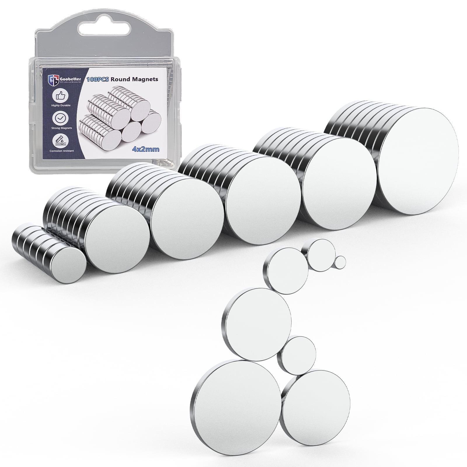 GOOBETTER Small Magnet 100Pcs Round Rare Earth Magnets, Tiny Strong ...