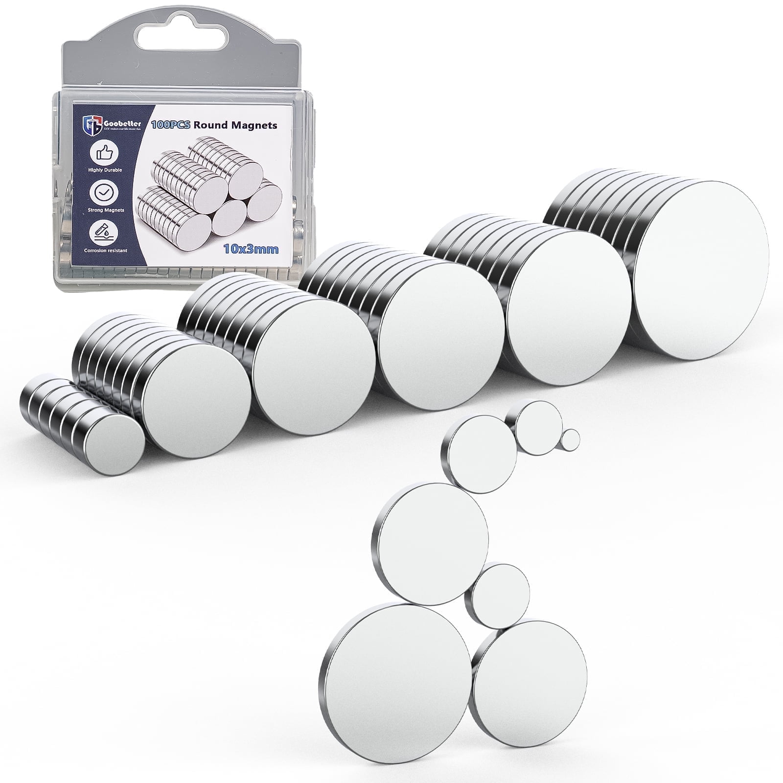 GOOBETTER Small Magnet 100Pcs Round Rare Earth Magnets, Tiny Strong ...