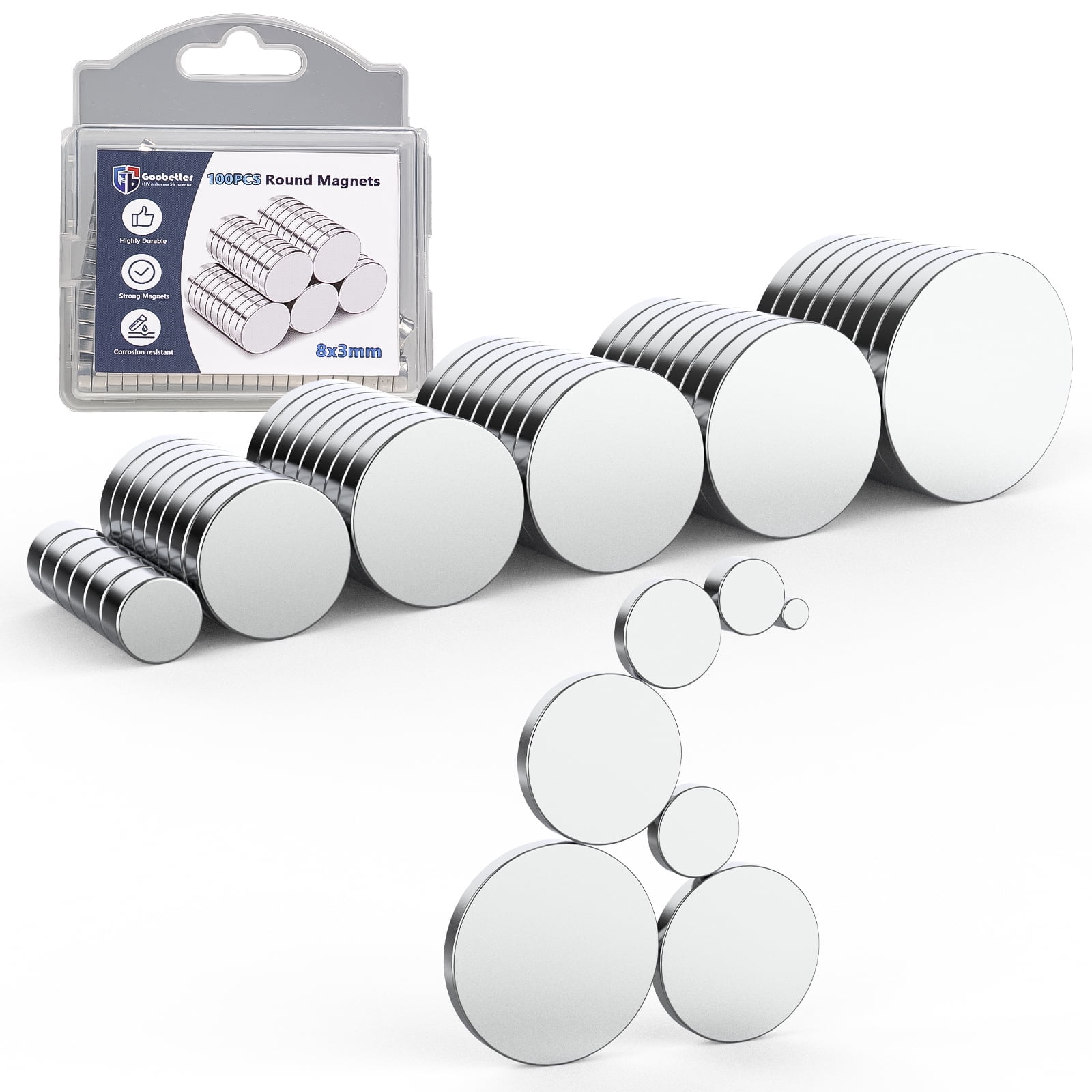 GOOBETTER Small Magnet 100Pcs Small Round Rare Earth Magnets, Tiny ...