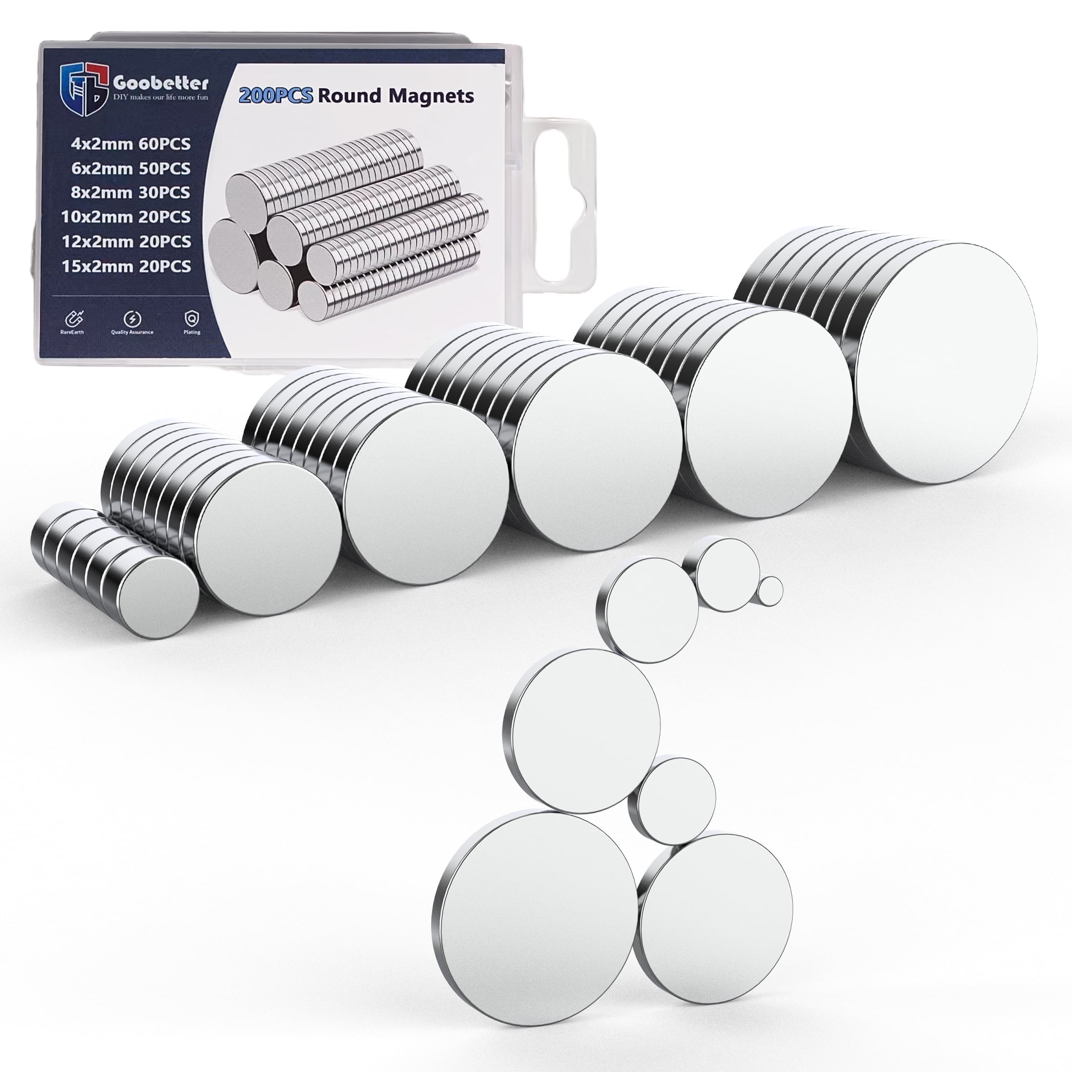 GOOBETTER Small Magnet 200Pcs Round Rare Earth Magnets, Tiny Strong ...