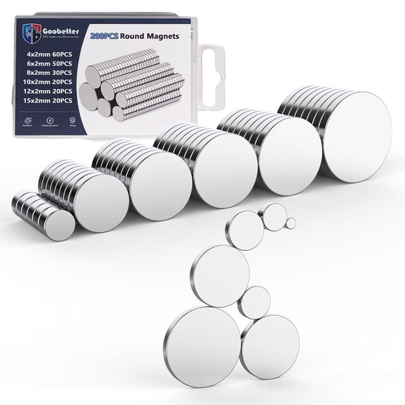 GOOBETTER Small Magnet 200Pcs Round Rare Earth Magnets, Tiny Strong ...