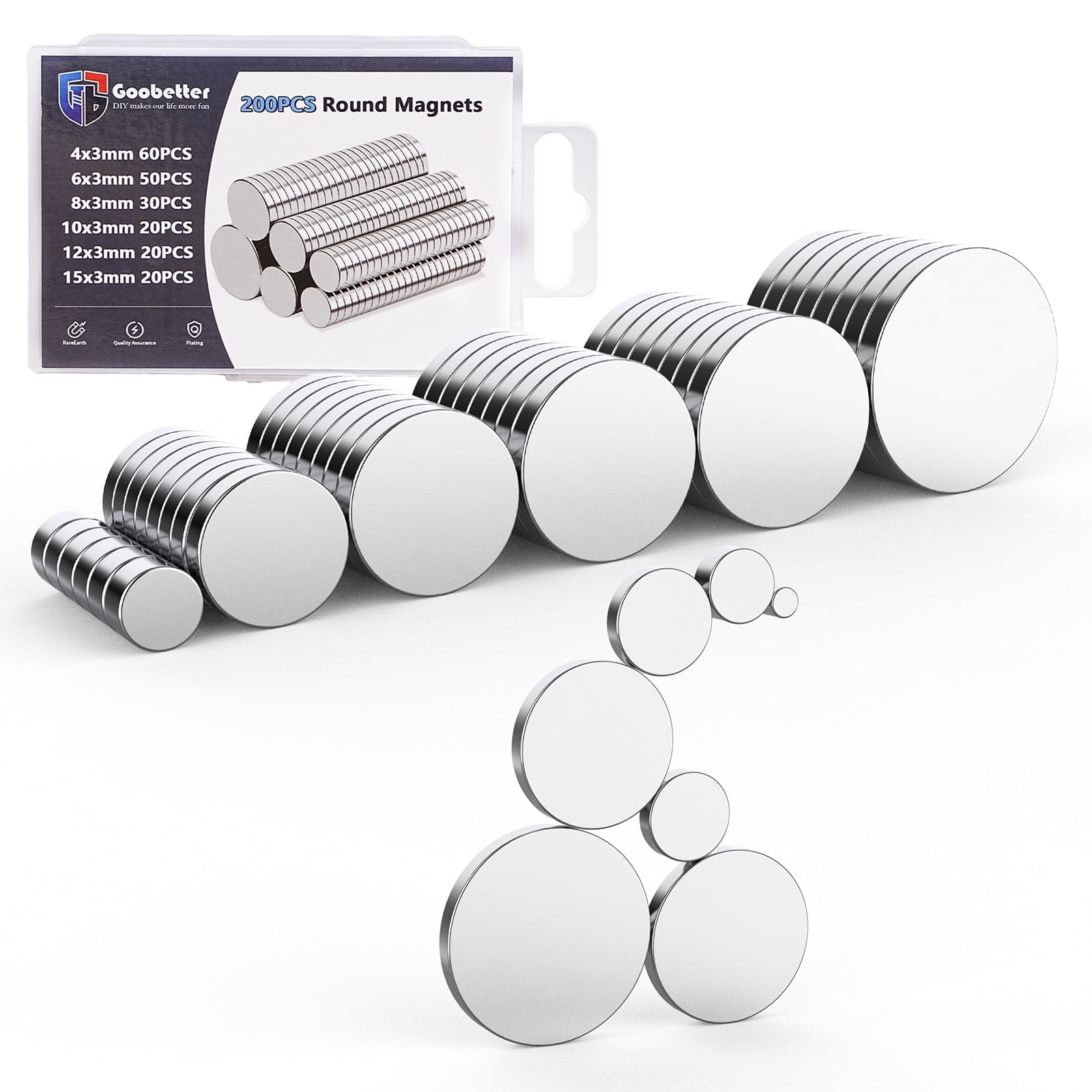 GOOBETTER Small Magnet 200Pcs Round Rare Earth Magnets, Tiny Strong ...