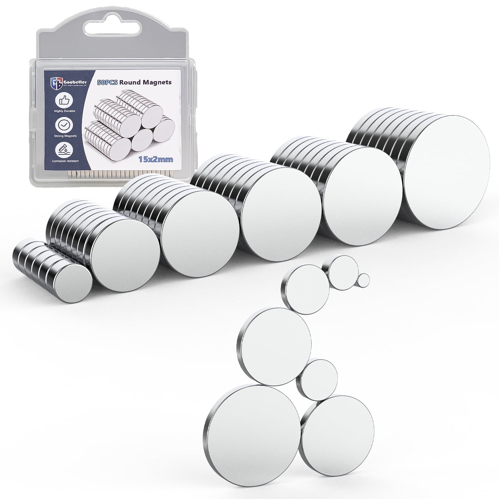 GOOBETTER Small Magnet 50Pcs Round Rare Earth Magnets, Tiny Strong ...
