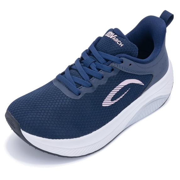 GOOBON Wide Toe Box Shoes Women Arch Support Walking Shoes for Plantar ...