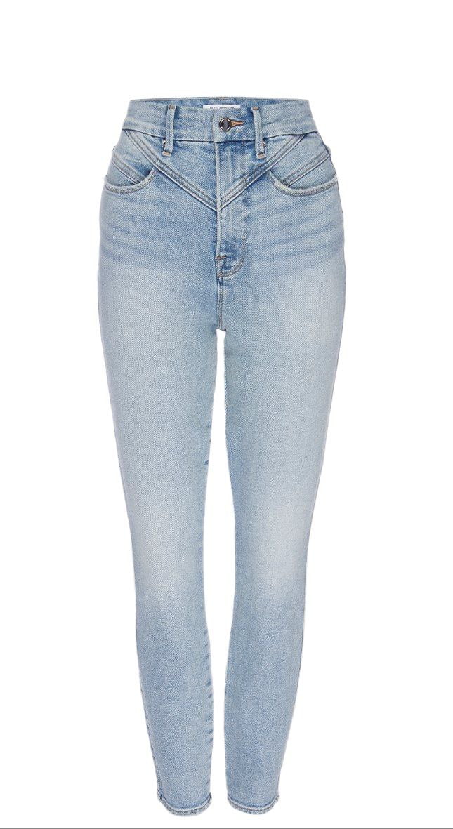 GOOD AMERICAN Women's Good Curve Skinny Front Yoke Jeans, Blue, 10/30 ...