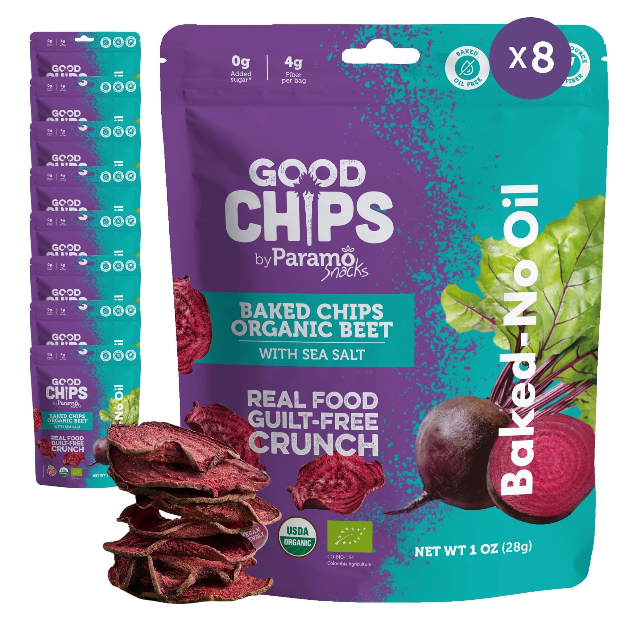 GOOD CHIPS Baked Organic Beet Chips, 8-Pack, 1oz Bags - Walmart.com