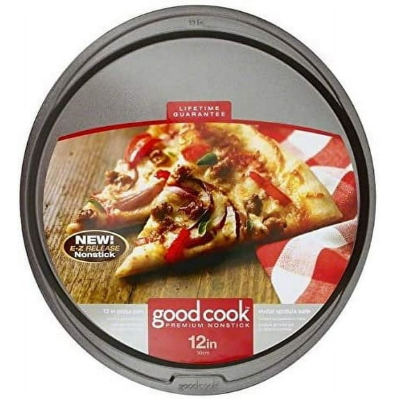GOOD COOK 12 Inch Non-Stick Steel Pizza Pan, Hand Wash Only, Heavy-Duty ...